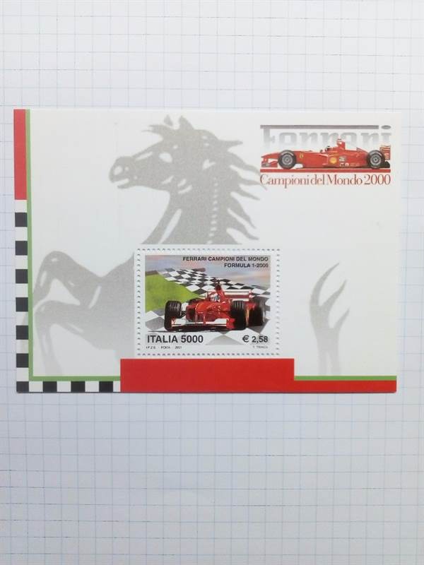 2001 Foglietto Ferrari campione del mondo di formula 1- 2000 - Mantova
